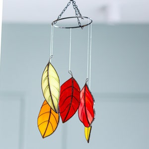 Fall Leaves Stained Glass Baby Mobile Autumn Suncatcher Hanging Gift ...