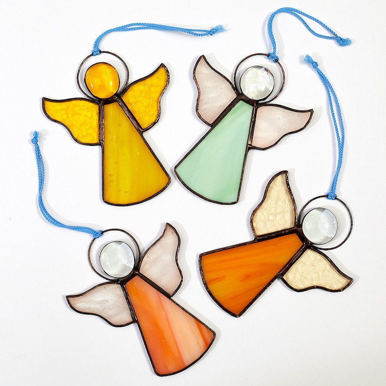 Stained Glass Angel Christmas Set of 3/10/20 Xmas Tree - Etsy