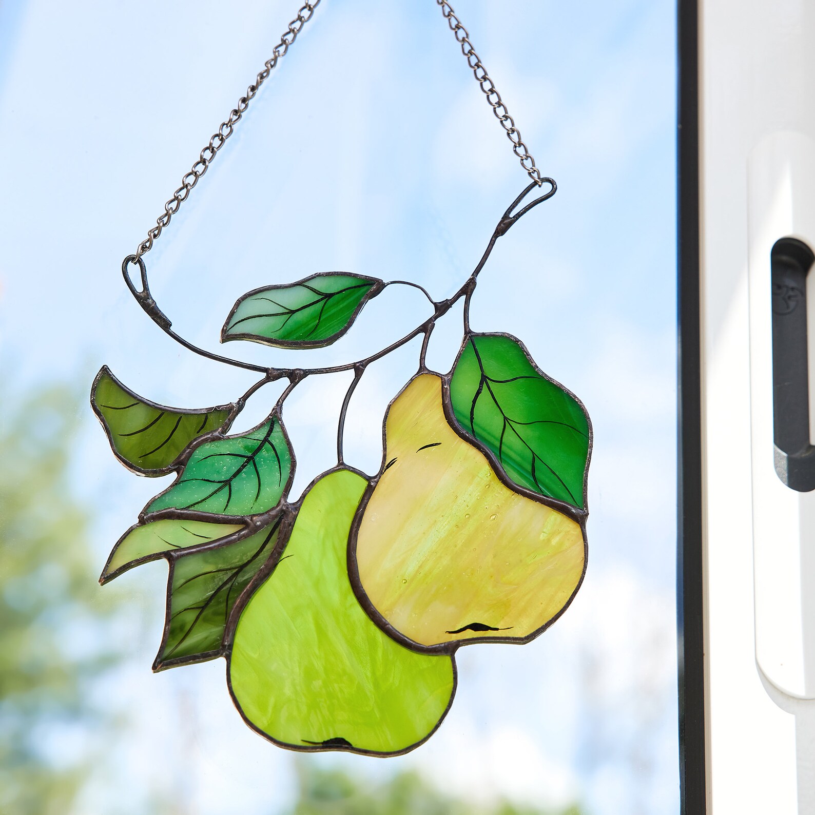 Pear Branch Stained Glass Suncatcher Window Hangings Pear Tree - Etsy