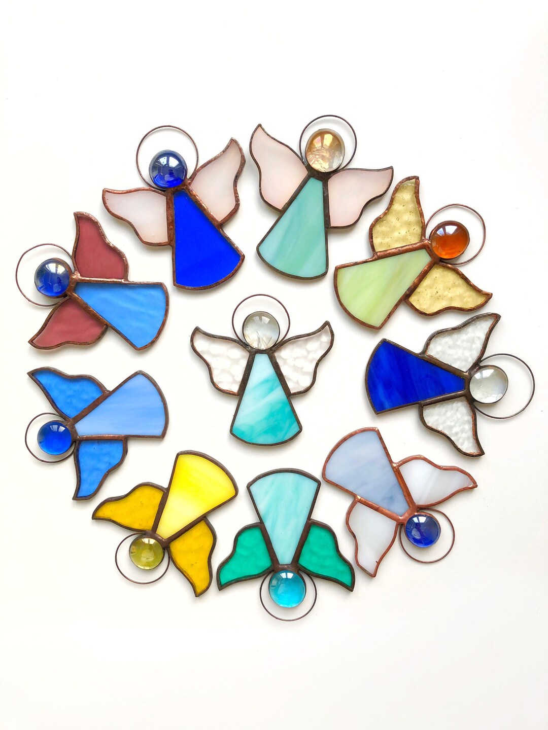 Stained Glass Angel Christmas, Set of 3/10/20, Xmas Tree Decor, Angel ...