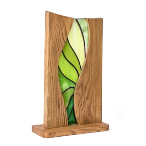 Stained Glass Decor – Organic Flow Oak Wood Art Piece - Etsy