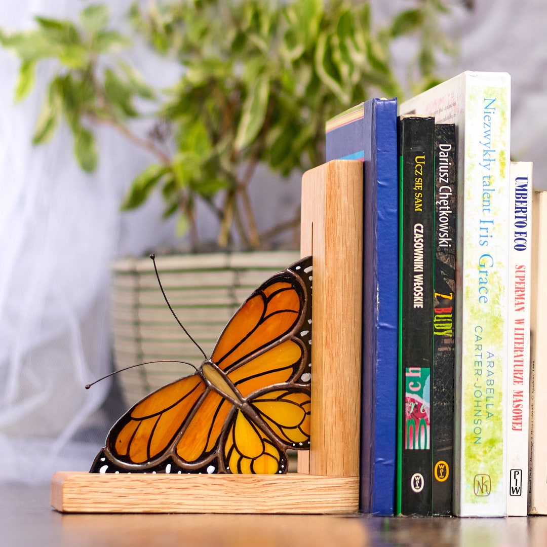 Monarch Butterfly Stained Glass Bookends Library Book Shelf Decor - Etsy