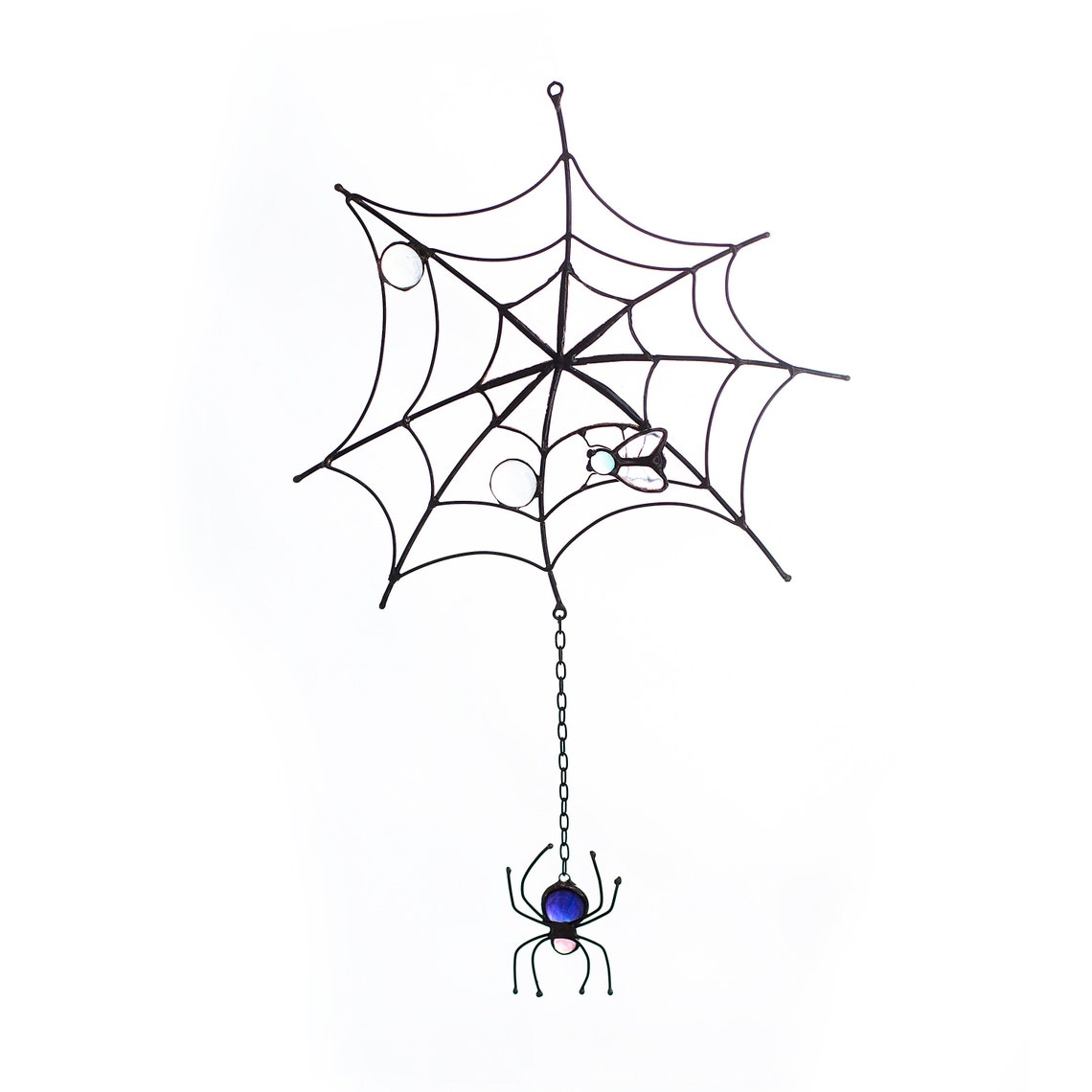 Stained Glass Spider Web With Fly, Halloween Spooky Decor - Etsy