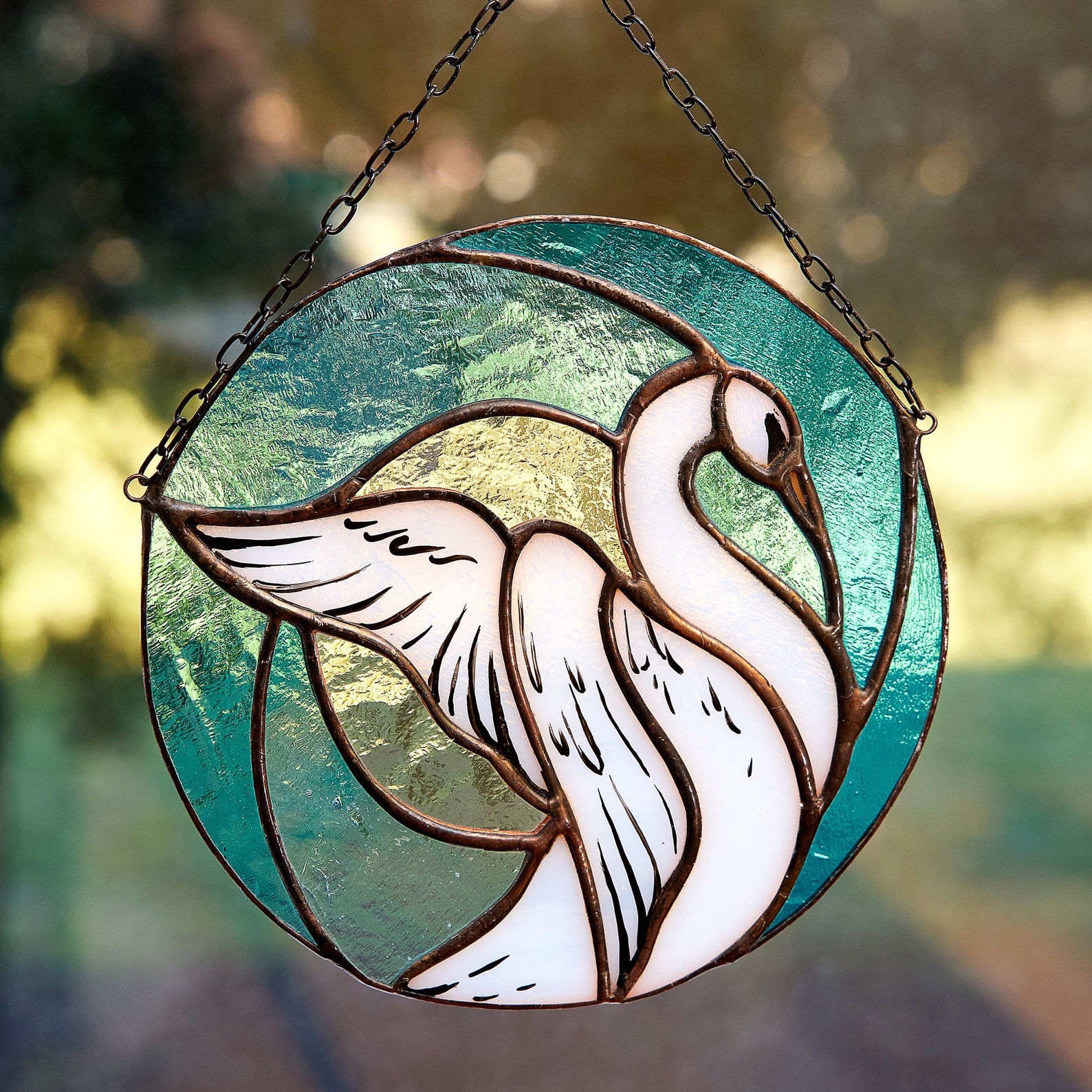 Swan Stained Glass Window Decor Glass Sun Catcher Hanging - Etsy
