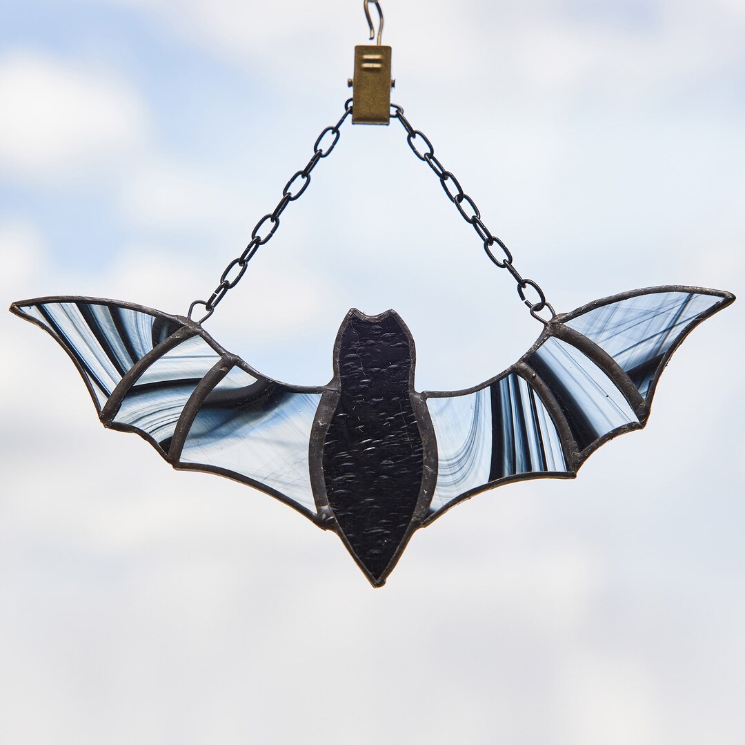 Halloween Stained Glass Bat Decor, Halloween Stained Glass Window ...