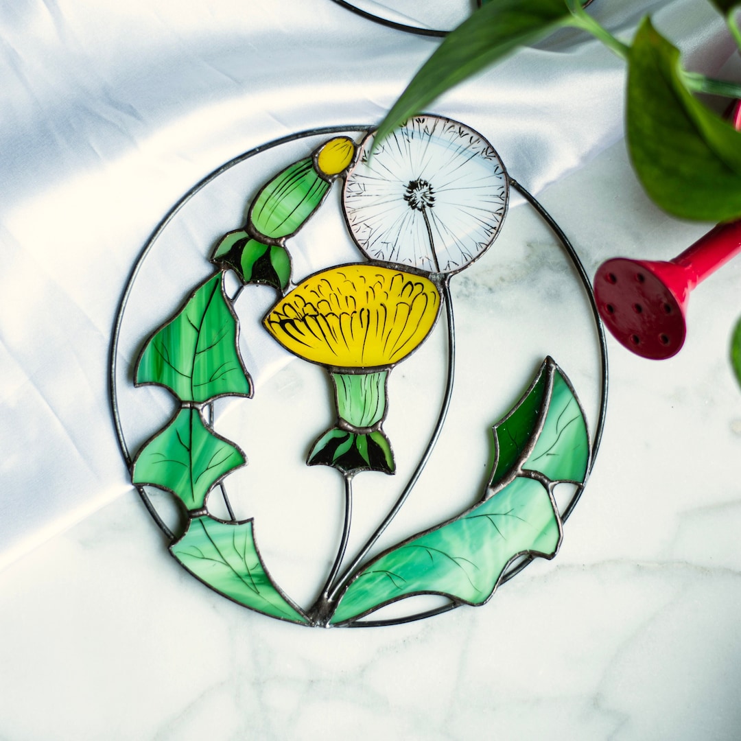 Dandelion Flower Stained Glass Gift Light Catcher for Window Hanging - Etsy