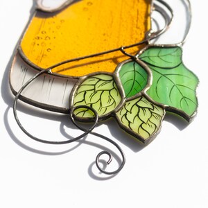 Stained Glass Beer Mug With Delicate Hops Leaves Sun Catcher Window ...