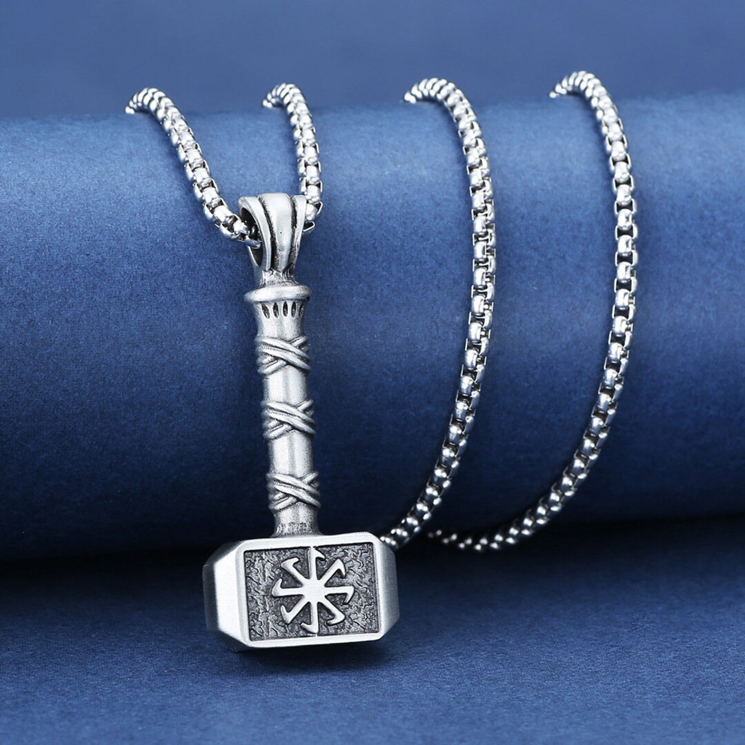 Thor's Hammer Necklace, Classic Mjolnir Pendant, Mens Viking Necklace ...