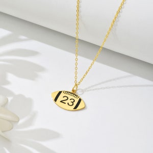 Customized Engraved Football Number Necklace With Name, Personalized ...