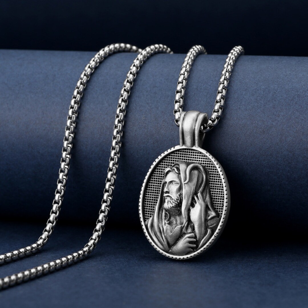 Jesus Shepherd Men Pendant, Jesus Men's Medallion, Religious Men Gift ...