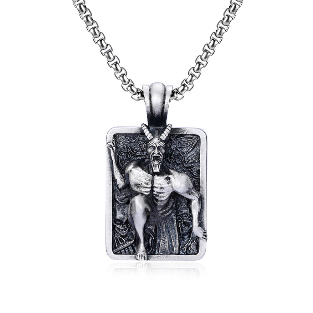 Baphomet Goat Headed Satanic Necklace, Religion Deity Pagan Pendant ...