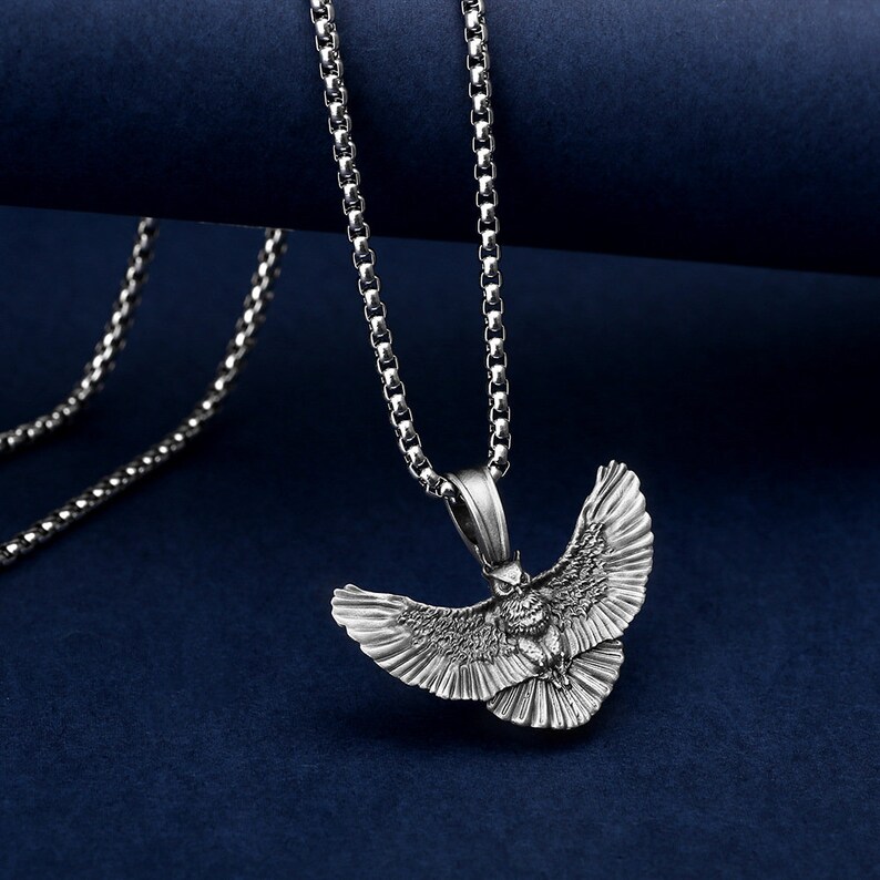 Owl Necklace With Engraved Viking Knot, Norse Mythology Symbols on Bird ...