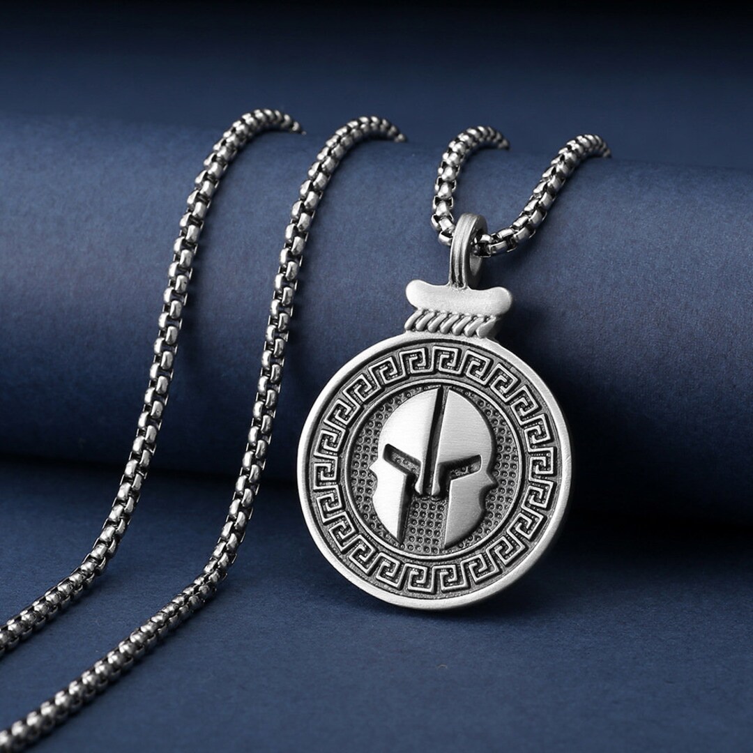 Spartan Helmet Pendant, Men Sparta Necklace, Handmade Helmet Necklace ...