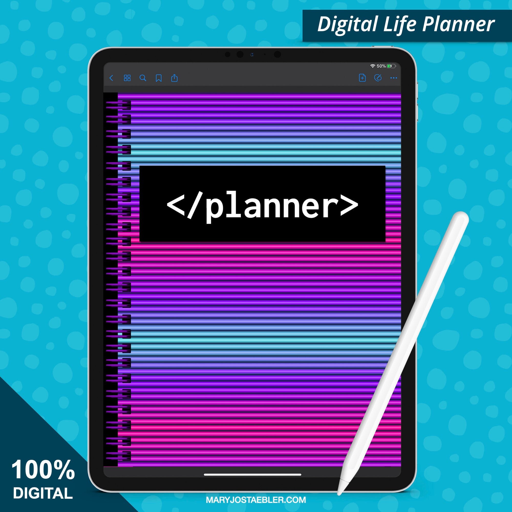 Dark Mode | Digital Notebook Neon Coder | Digital Planner Ipad ...