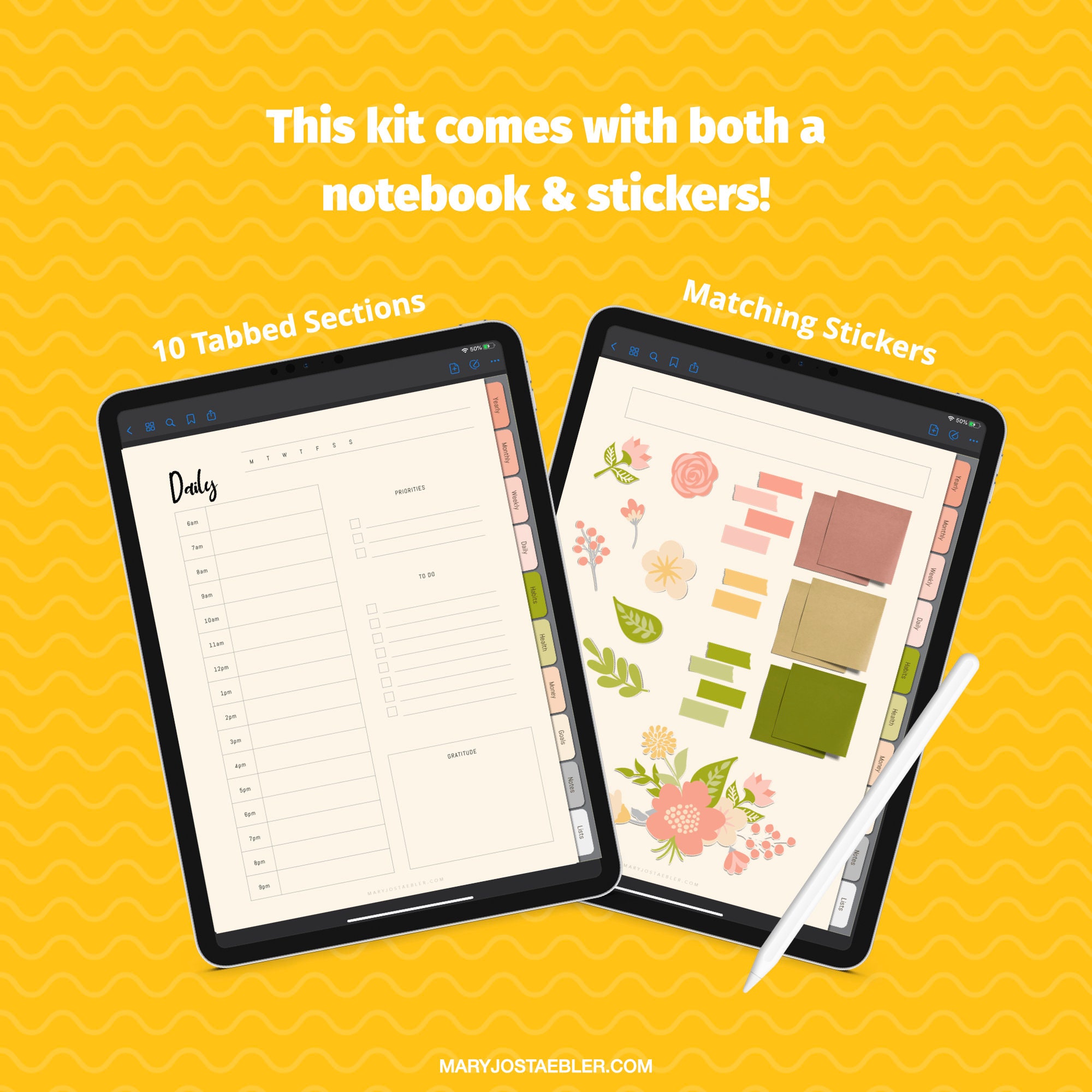 Floral Spring Digital Planner, Undated, Goodnotes, Notability, Digital ...