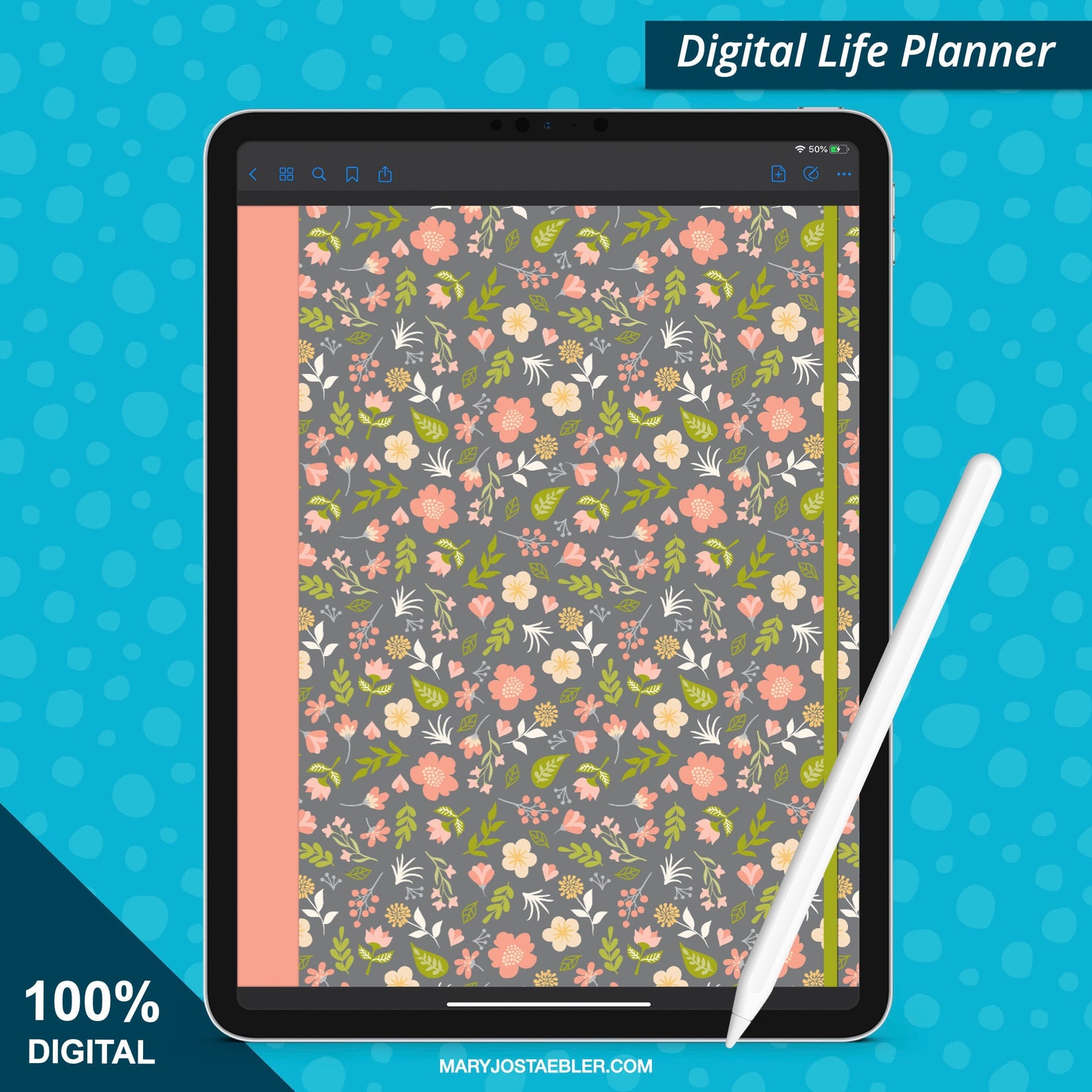 Floral Spring Digital Planner, Undated, Goodnotes, Notability, Digital ...