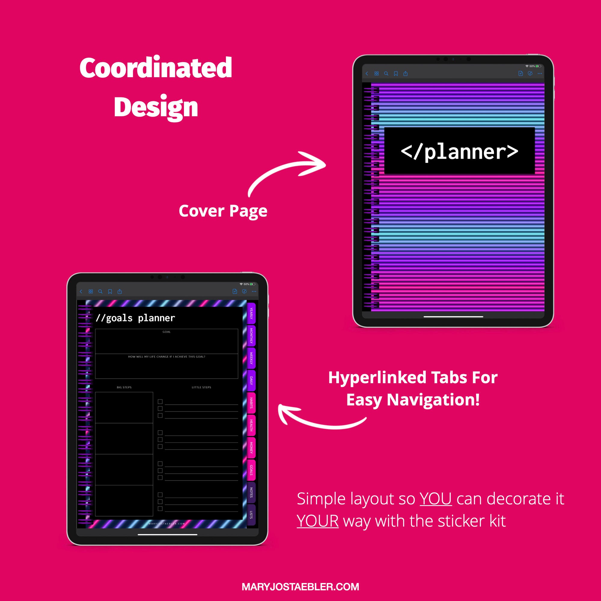 Dark Mode | Digital Notebook Neon Coder | Digital Planner Ipad ...