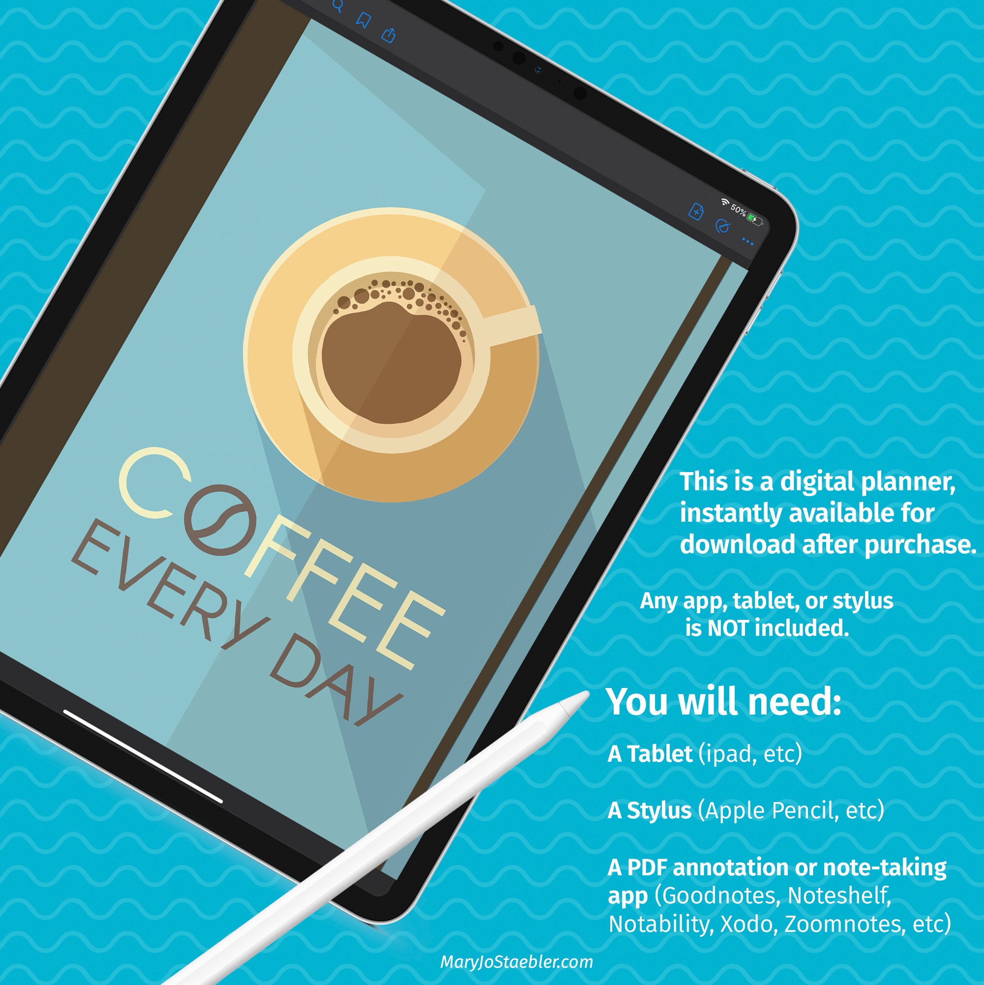 Digital Planner Coffee Cup, Goodnotes, Notability, Digital Planner Ipad ...