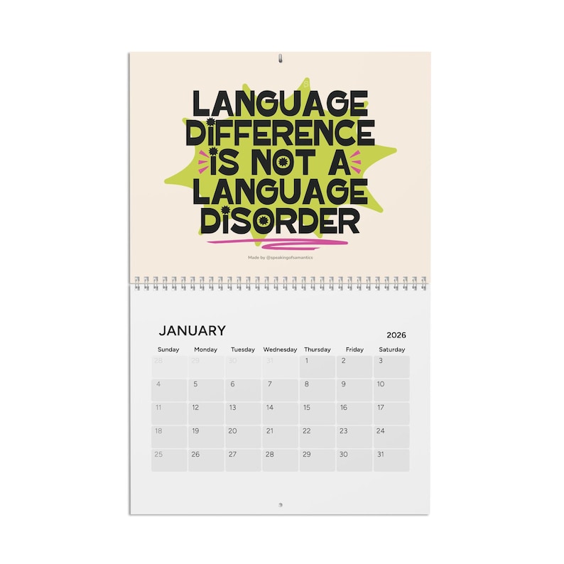 2026 SLP Calendar Speech Therapy AAC Speech Therapist Gift for Slps - Etsy
