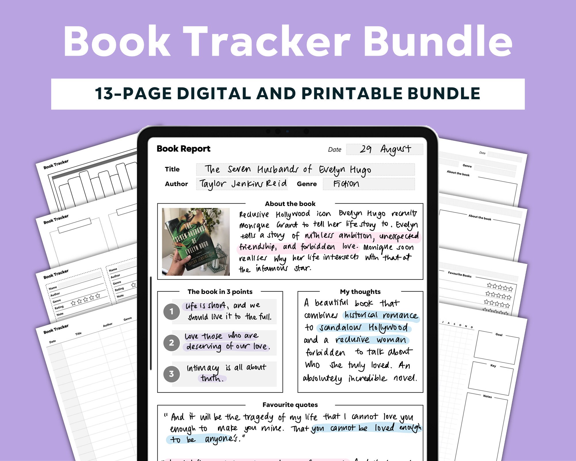 Paper Book Planner Bundle Reading Tracker Book Log Reading Journal ...