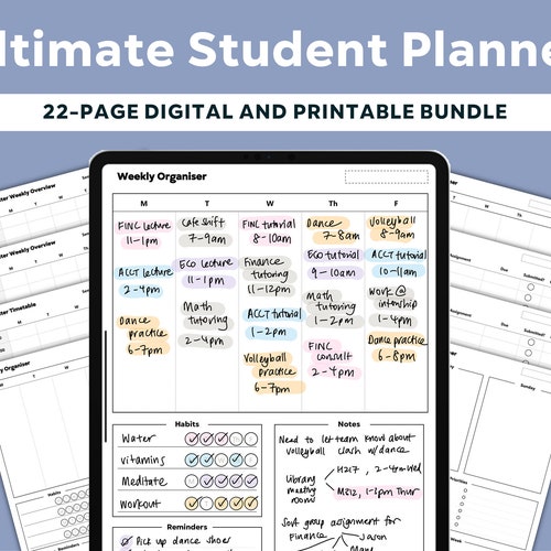 College Student Planner Printable Undated University Academic - Etsy