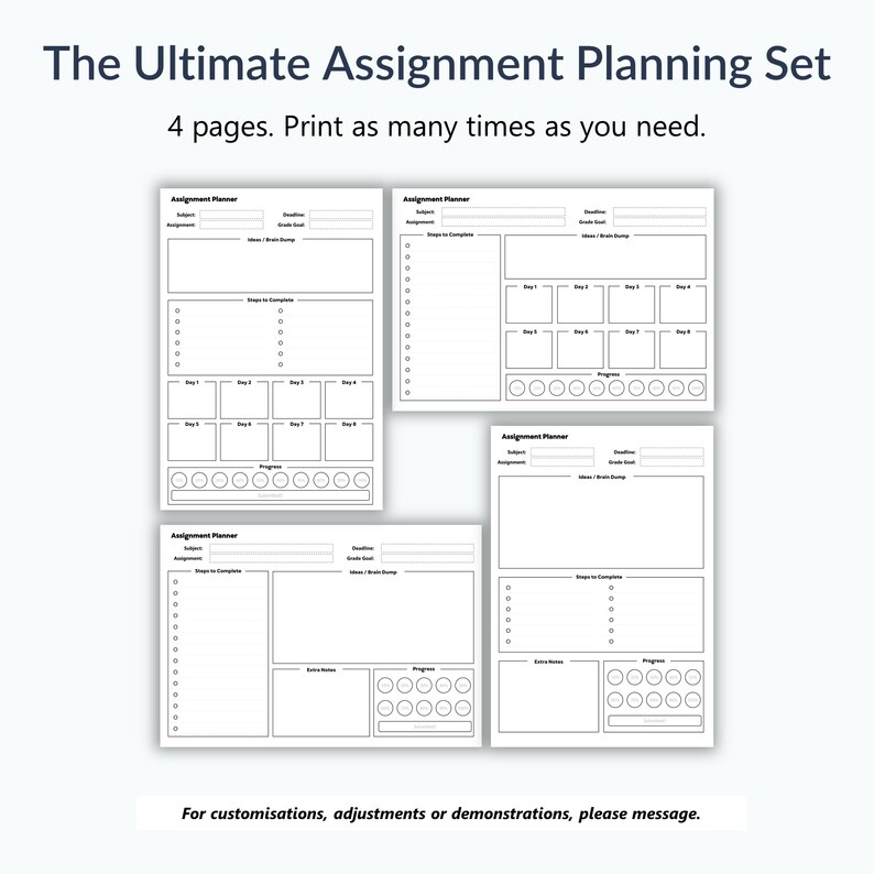 Student Assignment Planner Printable for College Instant | Etsy