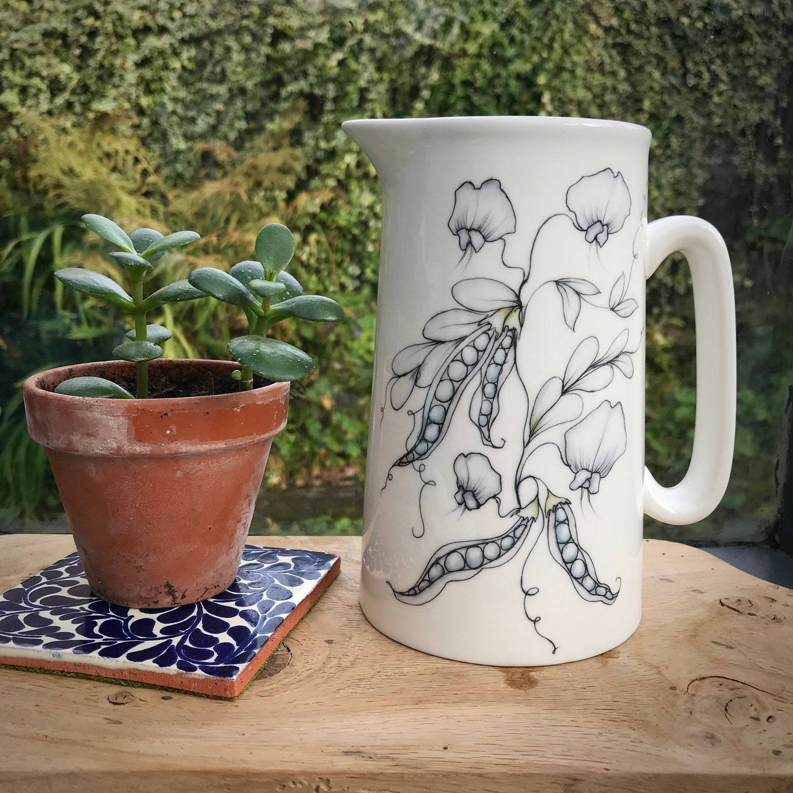 Trailing Pea 2 Pint Pitcher Bone China Pitcher Sweetpea Jug - Etsy UK