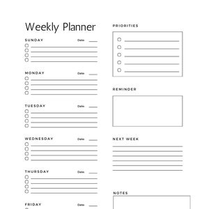 Minimal Weekly Planner: Printable To-do List (PDF) - Etsy