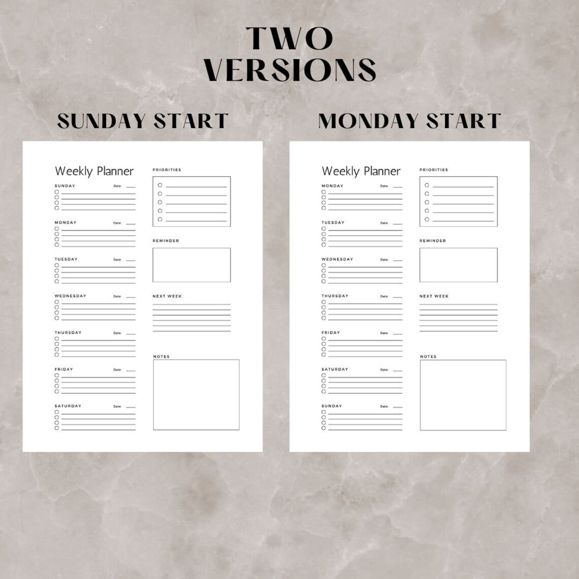 Minimal Weekly Planner: Printable To-do List (PDF) - Etsy