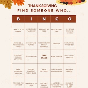 Thanksgiving Bingo Game, Thanksgiving Bingo Card, Printable ...