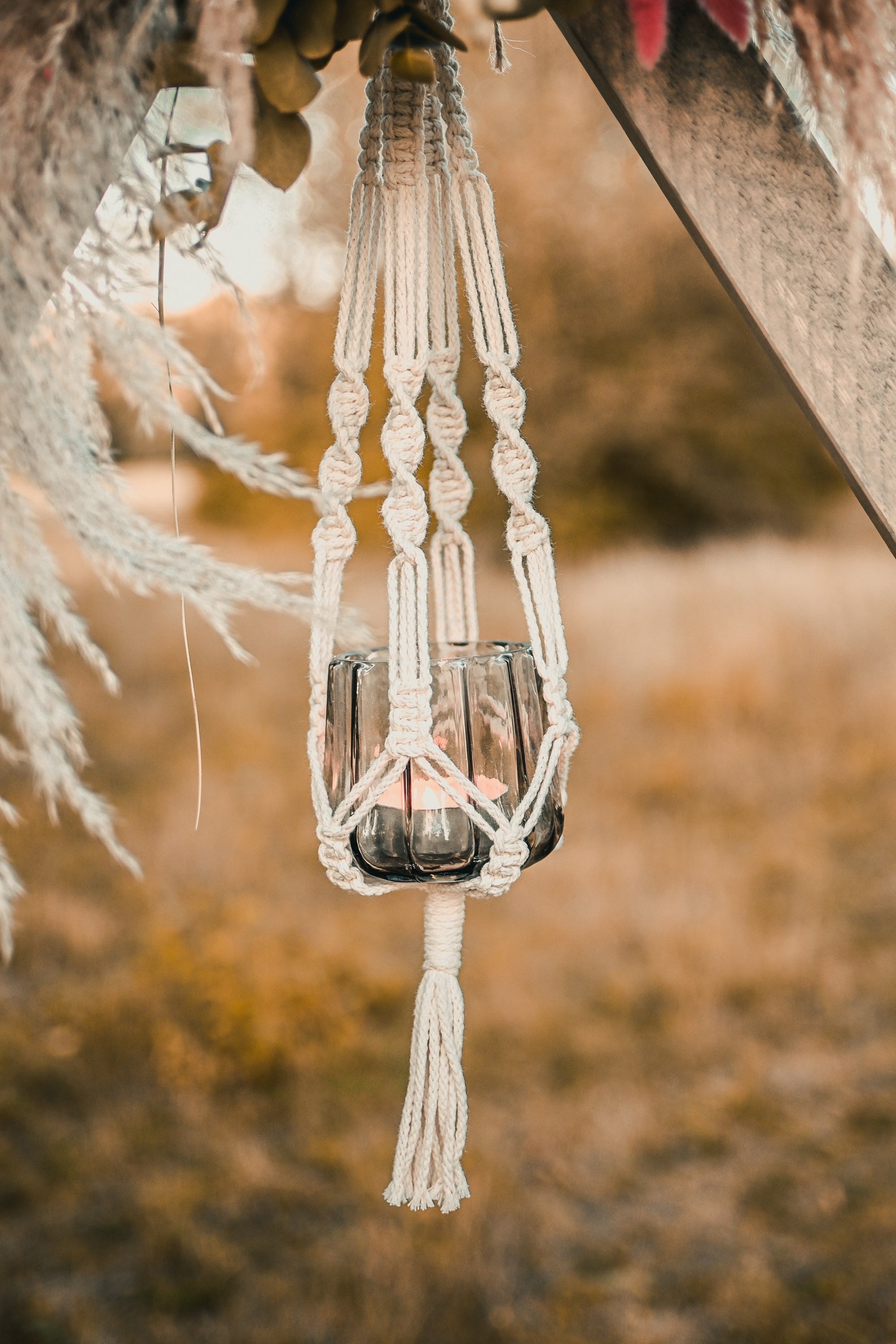 Flower Light Wall Decoration Plant Hanger Windlight Light Macrame - Etsy