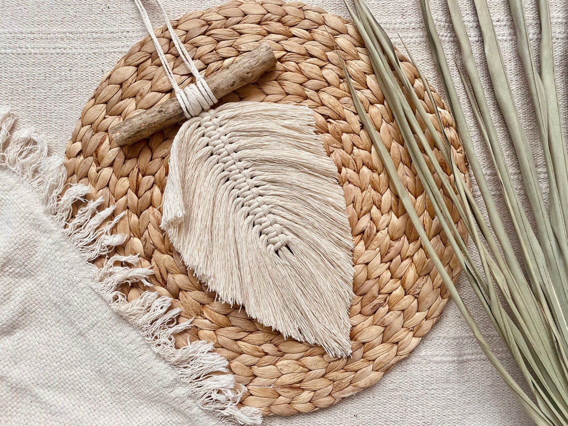 Makramee Feder Blatt Macrame Leaf - Etsy.de