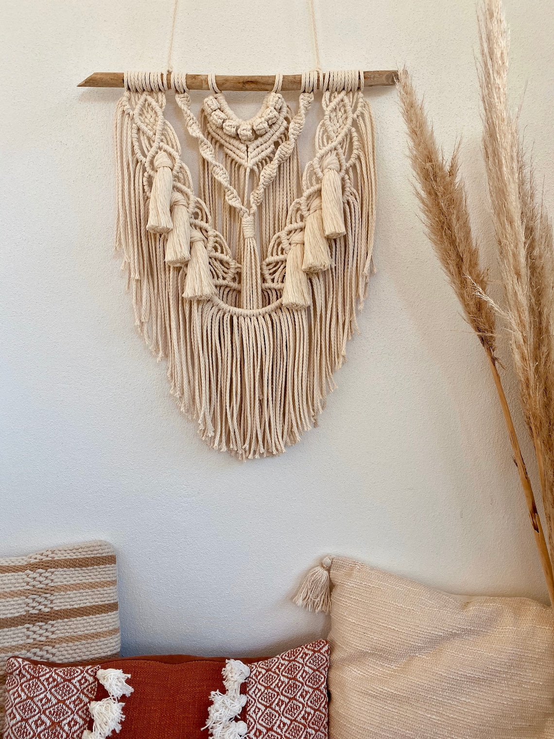 Macrame pared colgante pared Deco Macrame Boho estilo pared colgante ...