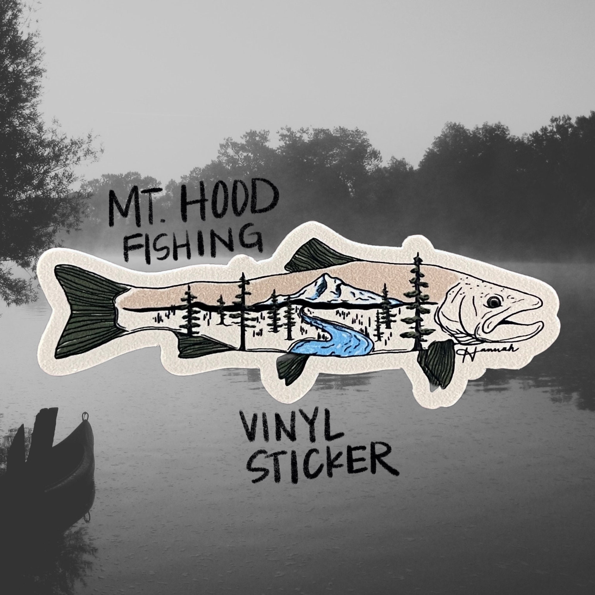 Mt Hood Fish Vinyl Sticker - Etsy
