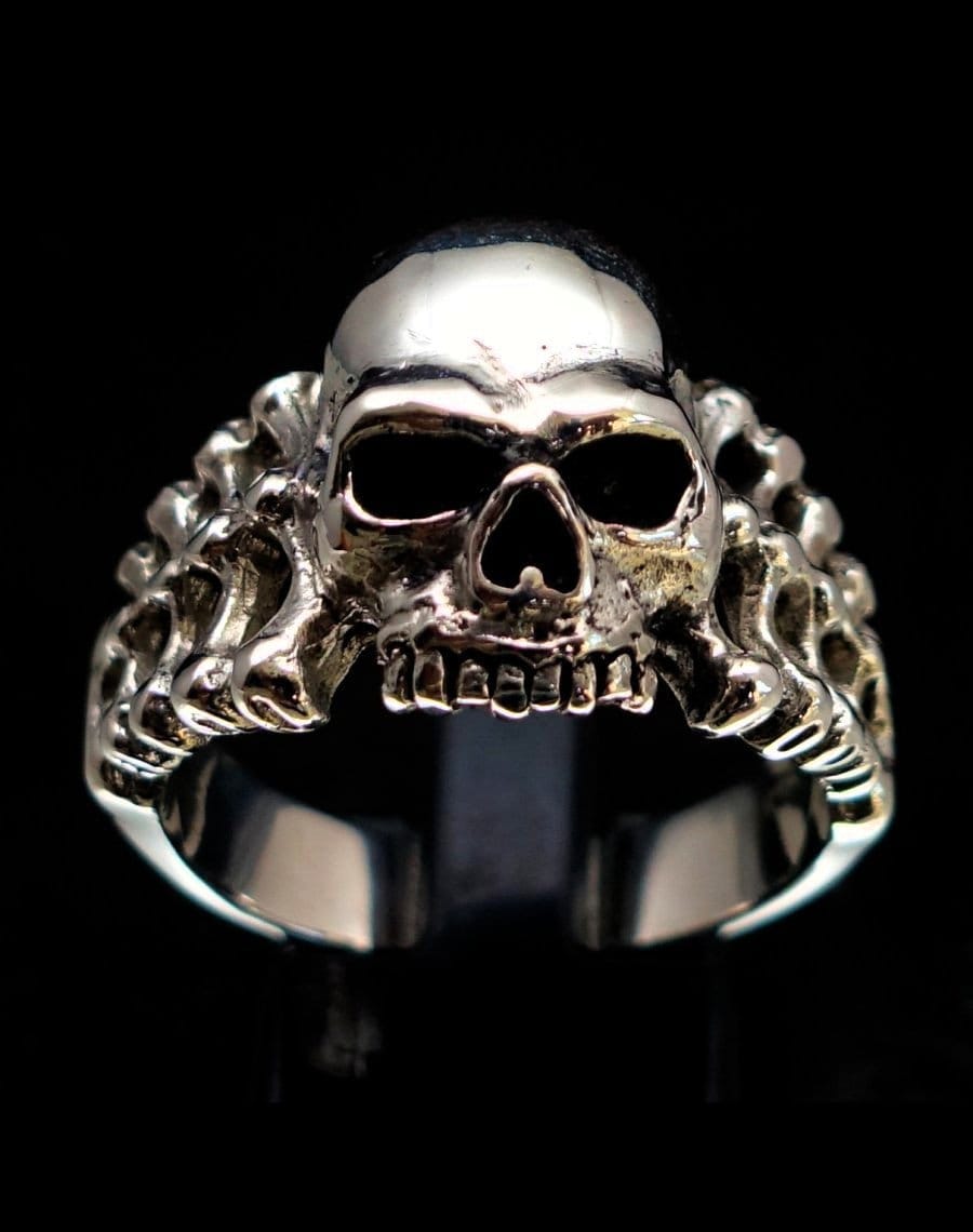 Sterling Silver Ring Evil Skeleton Skull and Bones High | Etsy