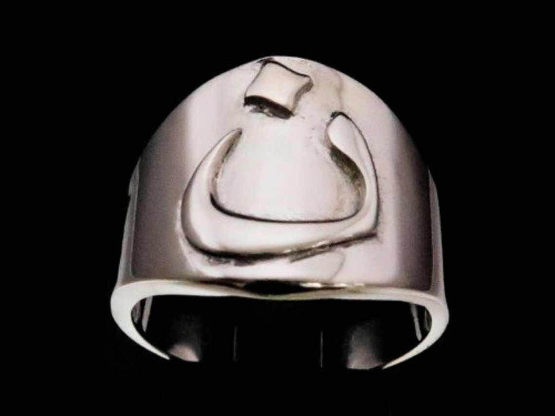 Sterling silver Arabic letter ring initial Nun Nonou Thaana | Etsy