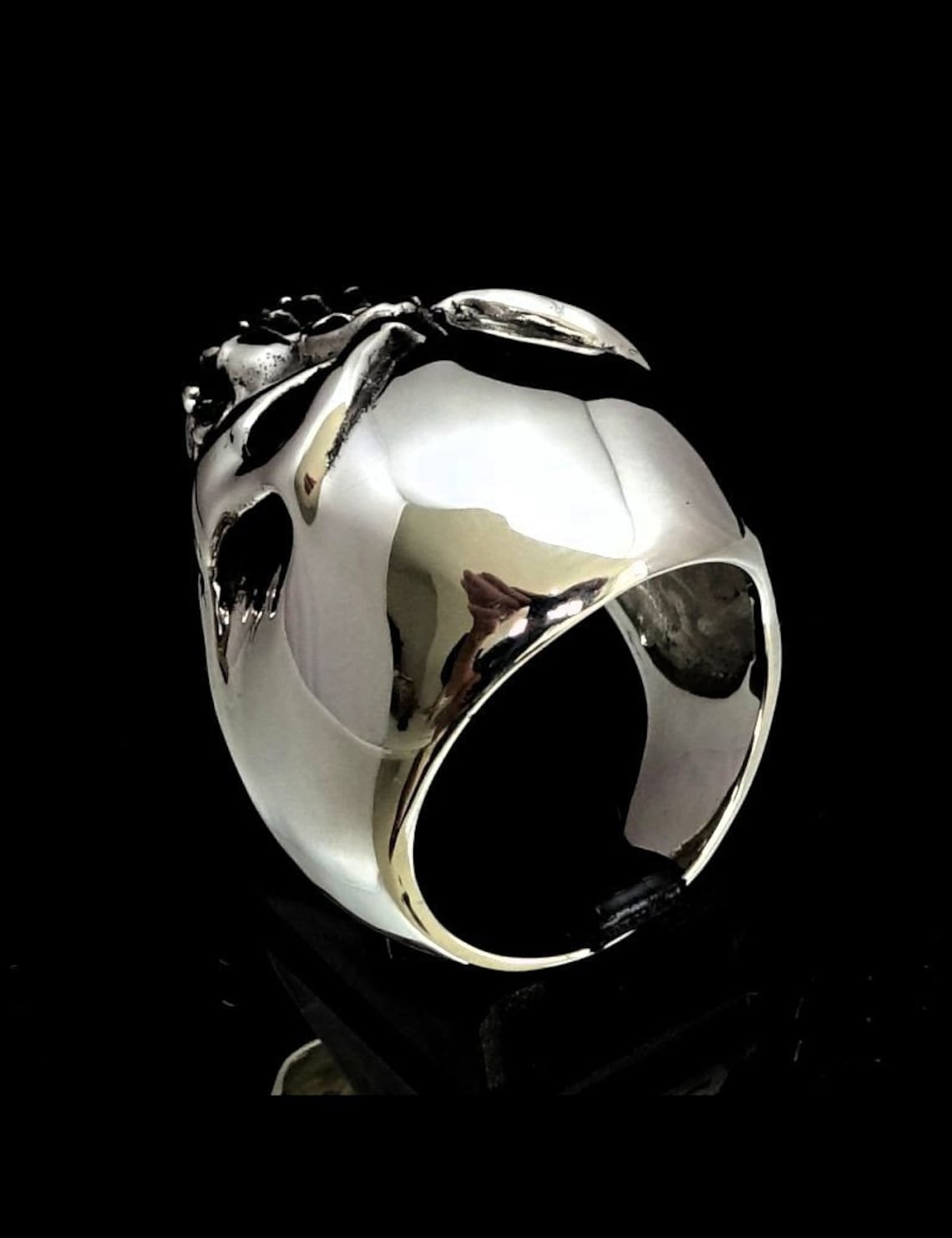 Big Sterling Silver Mens Ring Terrifying Horror Zombie Skull | Etsy