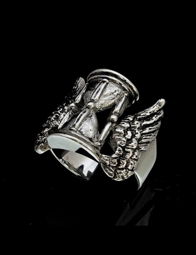 Sterling silver Freemasonry ring Winged Hourglass Masonic | Etsy