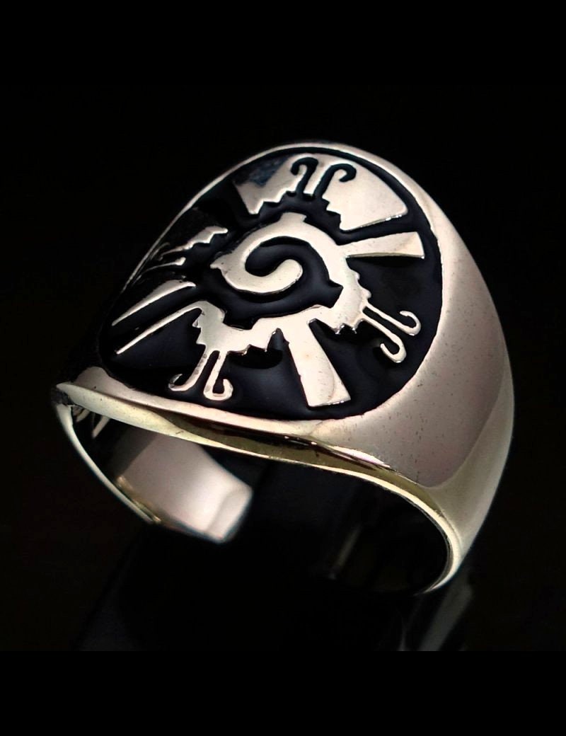 Sterling silver Mayan symbol ring Hunab Ku Galactic Butterfly | Etsy