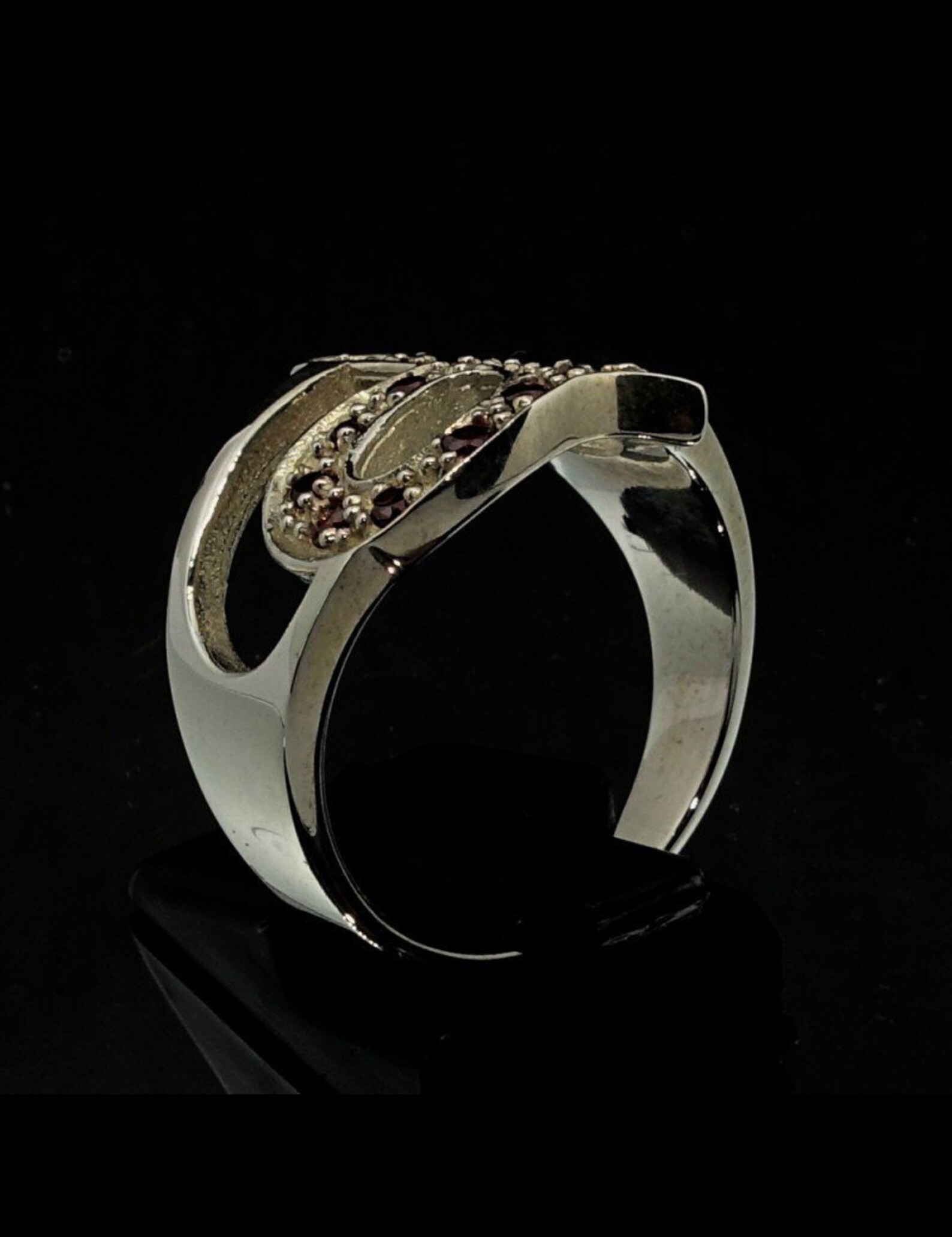 Sterling silver initial P ring with 12 Sparkling Red CZ stones | Etsy