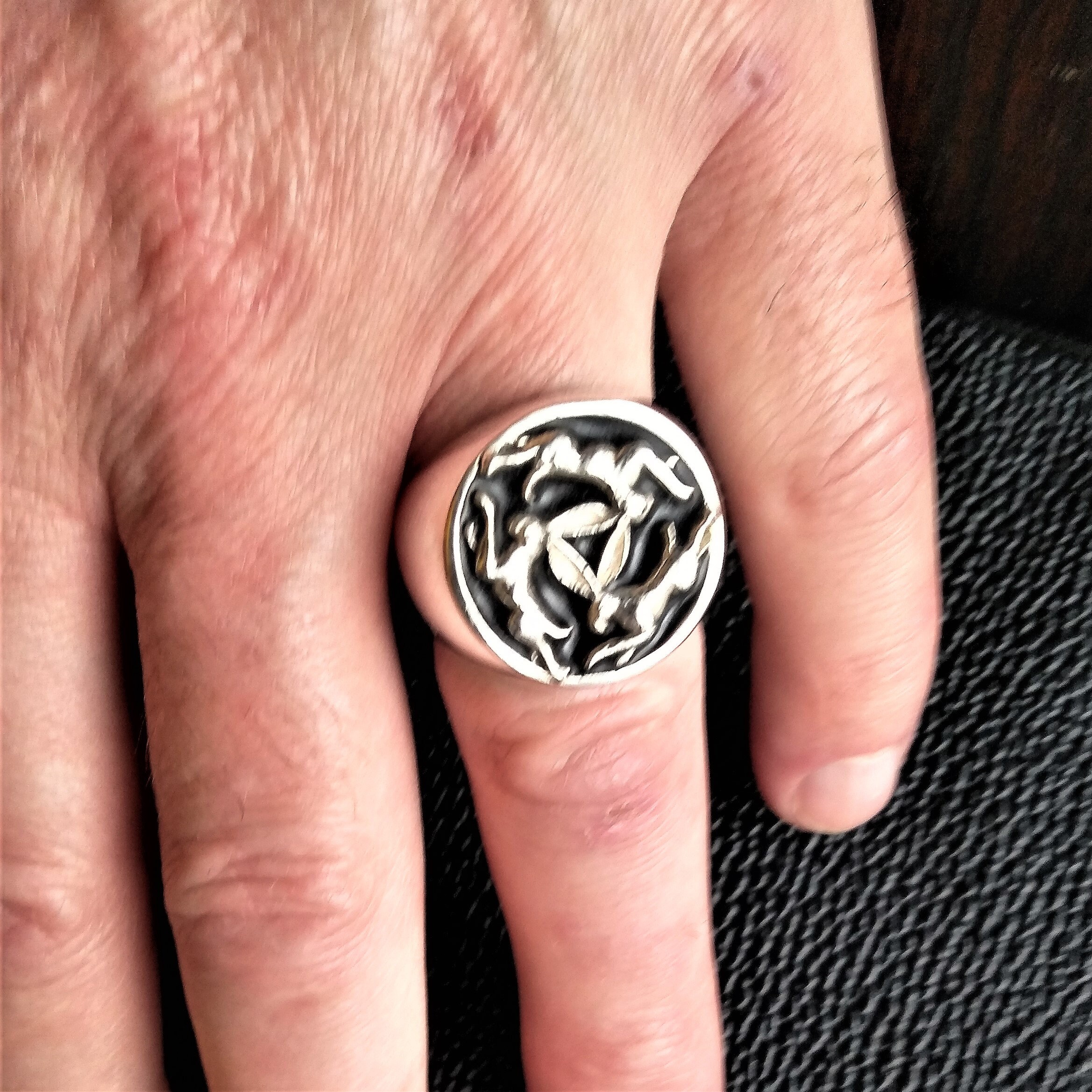 Sterling Silver Ring Three Hares in Circle the Tinners Rabbits - Etsy