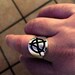 Sterling Silver Anarchy Ring Circle A Punk Symbol UK in Black Enamel ...