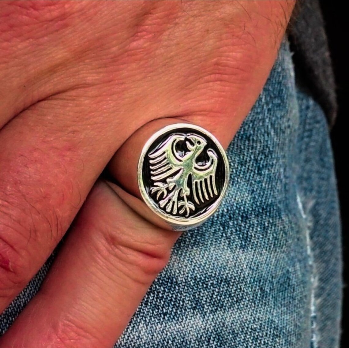 Sterling Silver German Eagle Flag Ring Germany Coat of Arms | Etsy