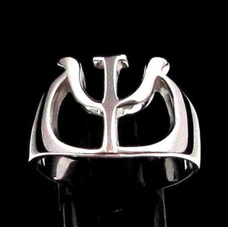 Initial Psi Sterling Silver Ring Greek Alphabet Capital Letter - Etsy