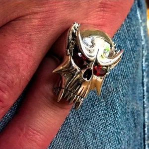 Sterling Silver Ring Vampire Skull Nosferatu With Two Blue Sapphire ...