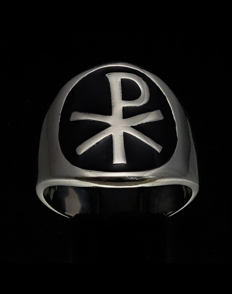 Sterling silver Symbol ring Chi Ro XP Christian Warrior Cross | Etsy