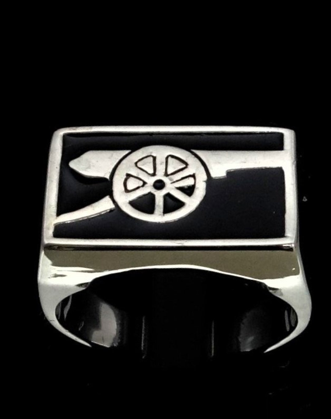 Sterling Silver Medieval Army Ring Cannon Artillery Weapon With Black ...