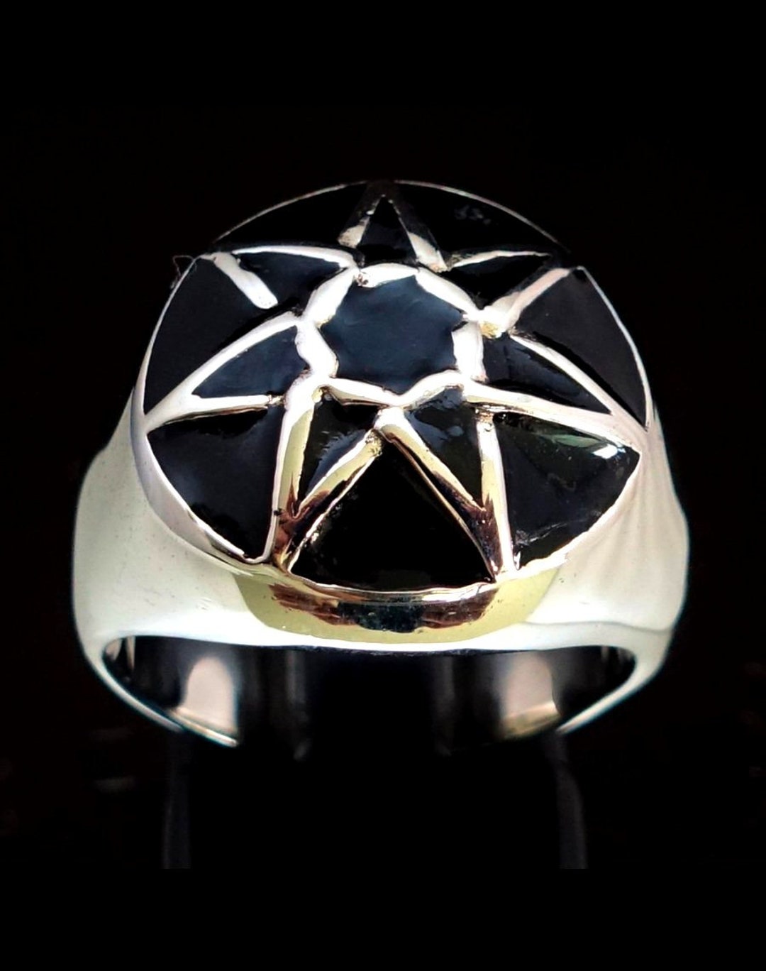 Sterling Silver Wicca Ring Fairy Elven Star on Dome Pagan Witchcraft ...