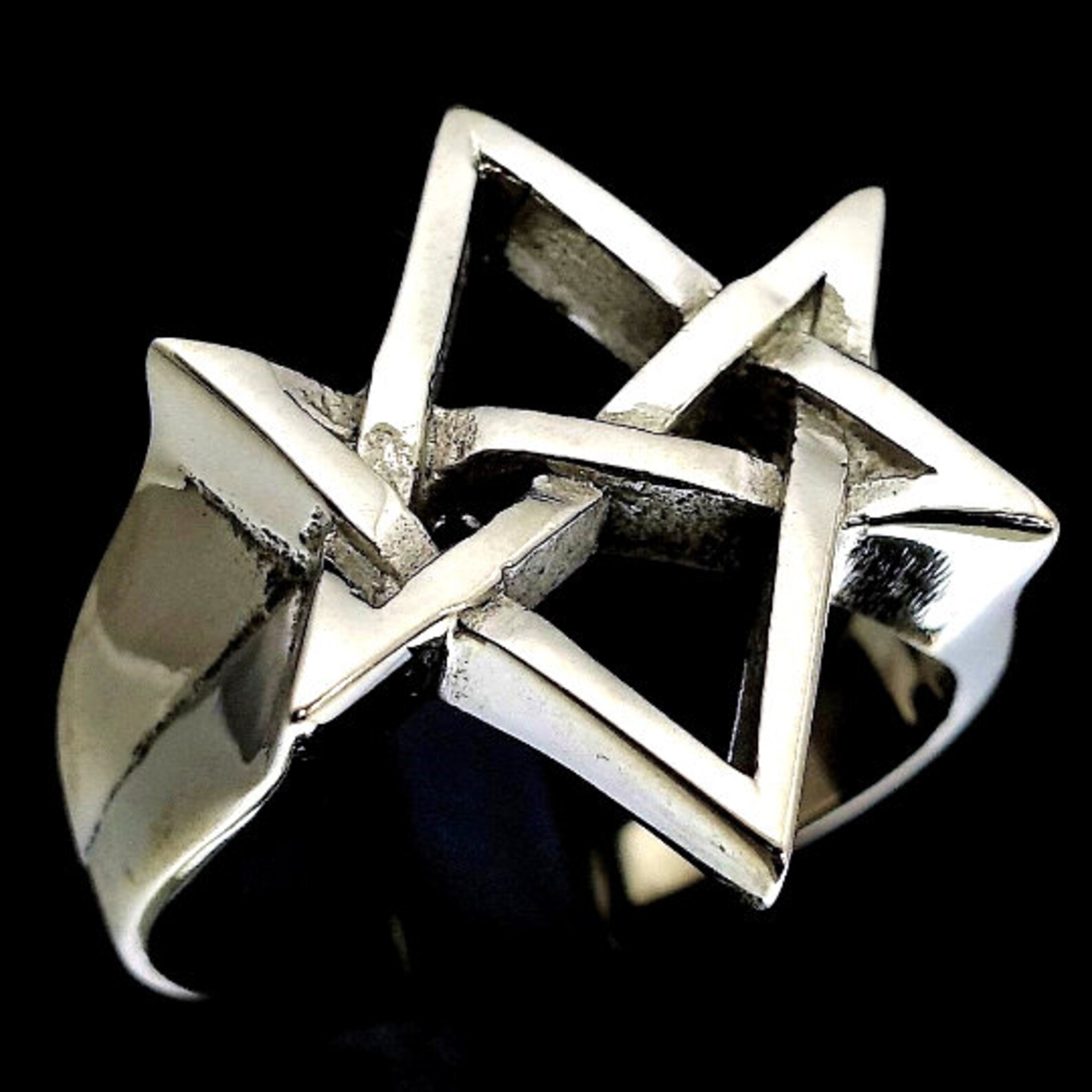 Sterling Silver Ring Aquarian Star Atlantis Unicursal Hexagram | Etsy