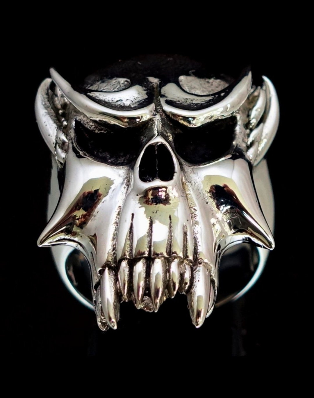 Sterling Silver Ring Vampire Horror Skull Nosferatu High Polished and ...